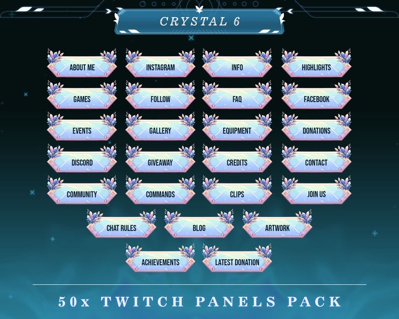 Crystal Enigma Twitch Panels: Mystical Gem Stream Overlays - Etsy
