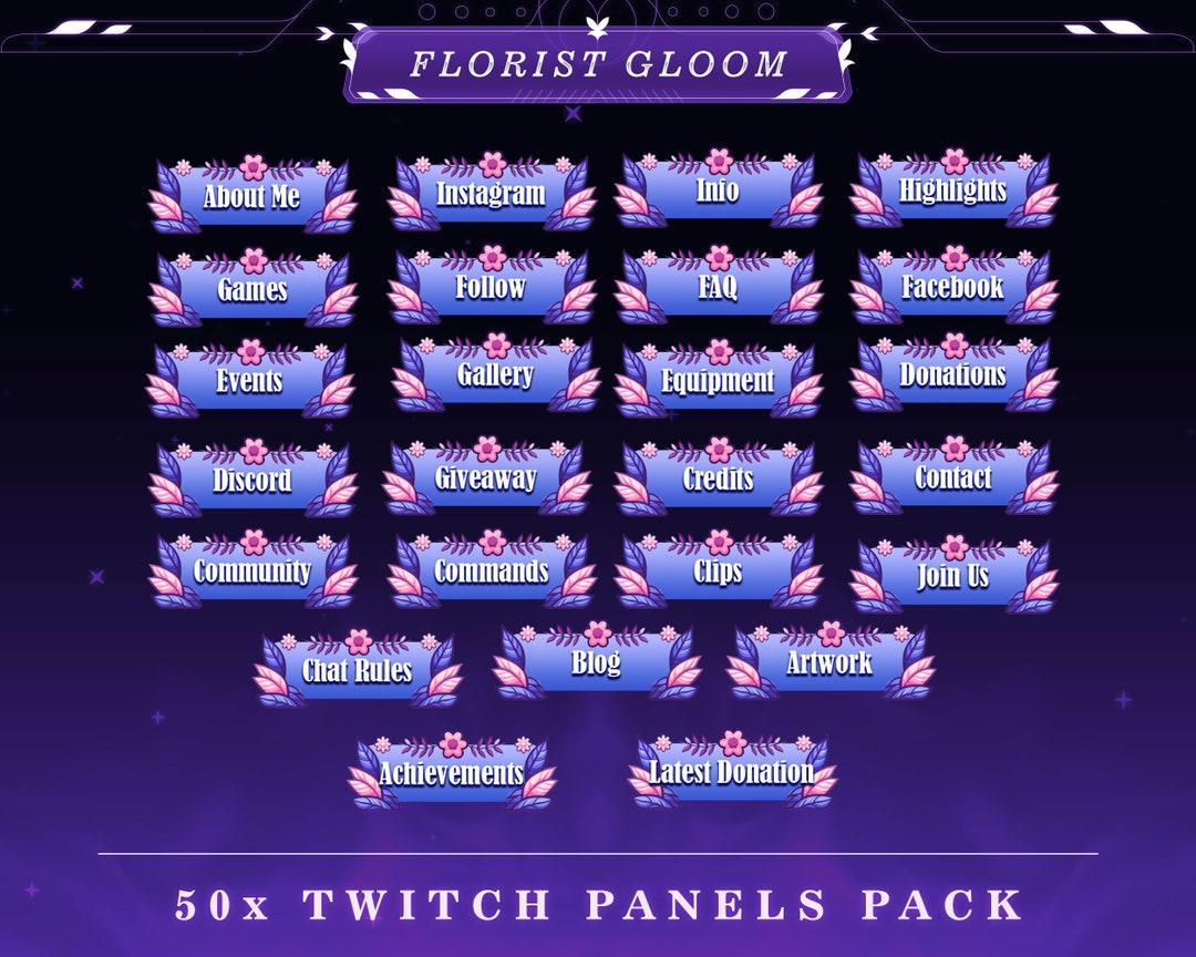 Floral Twitch Panels | Stream Overlays | Garden Theme Graphics | Overlay Panels | Twitch ...