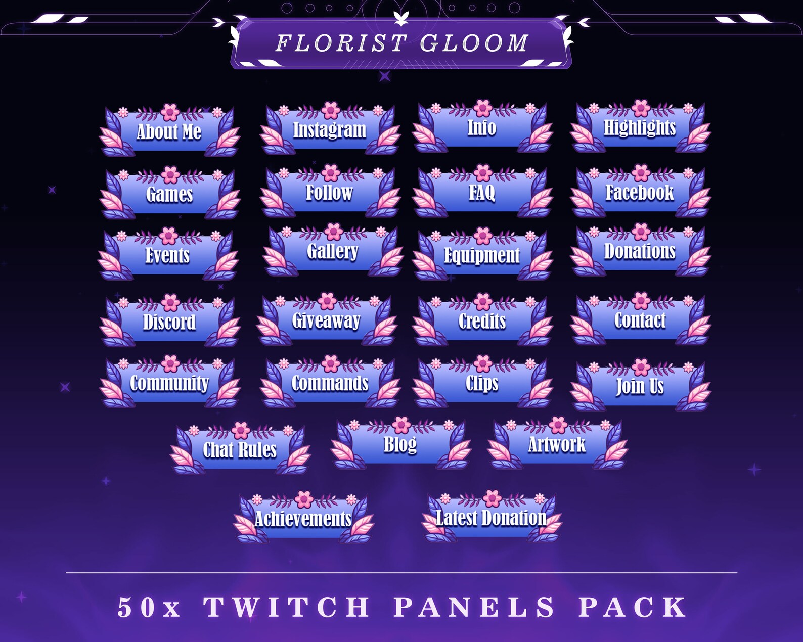 Floral Twitch Panels | Stream Overlays | Garden Theme Graphics ...