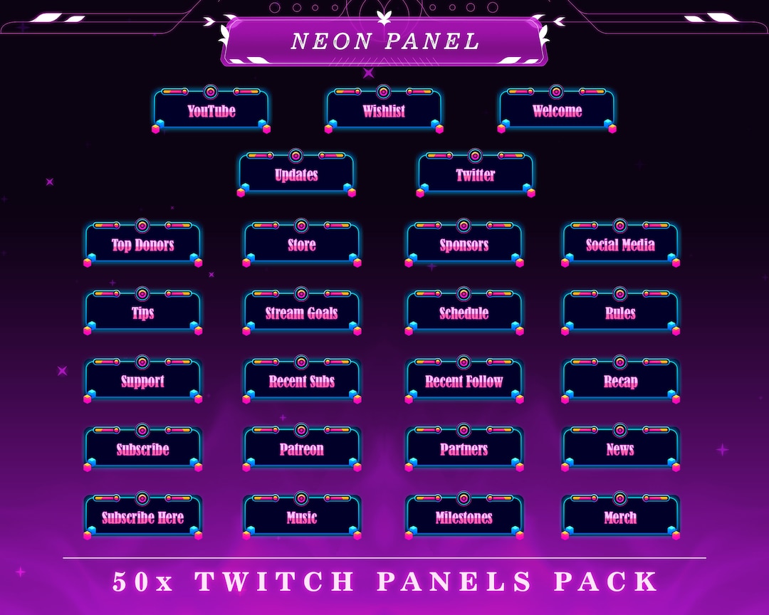 Electric Neon Twitch Panels: Stream Overlay Graphics (PNG) - Etsy