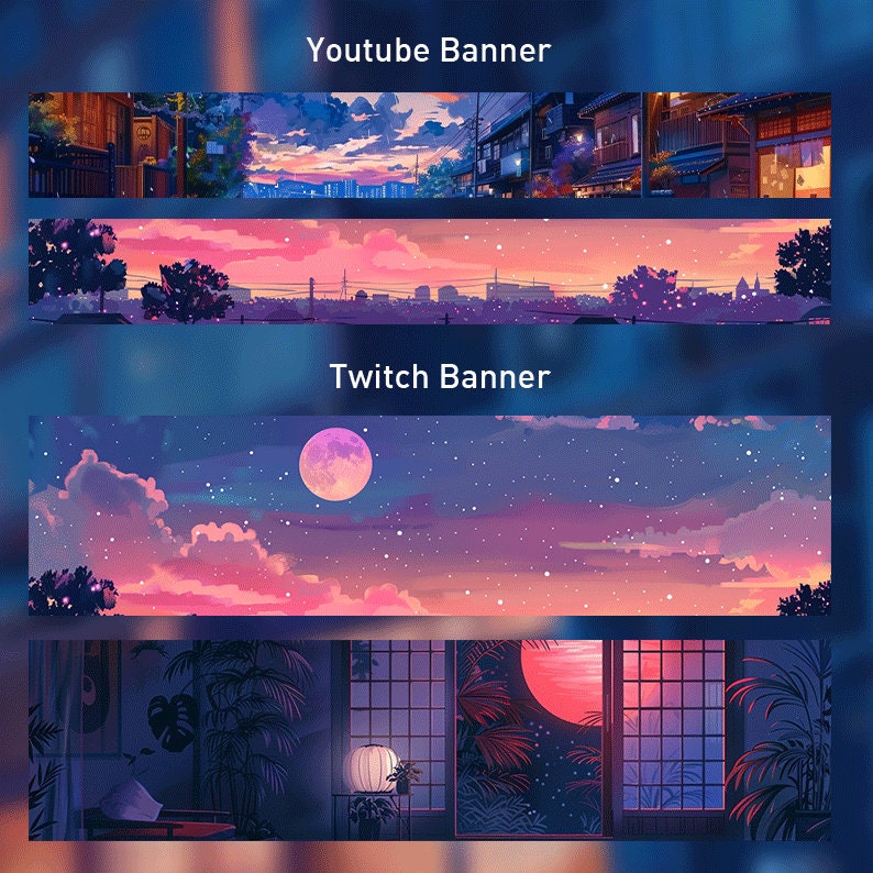 Banner Pack Anime-themed Kawaii Overload for Social Media & Streaming ...