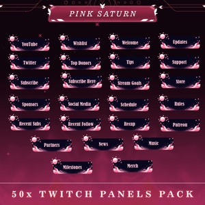 Pink Saturn Galaxy Twitch Panels: Stream Overlay Graphics - Etsy