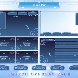 Twitch Overlay Pack Cloud Fog Misty Fantasy Theme - Stream Overlay Pack ...