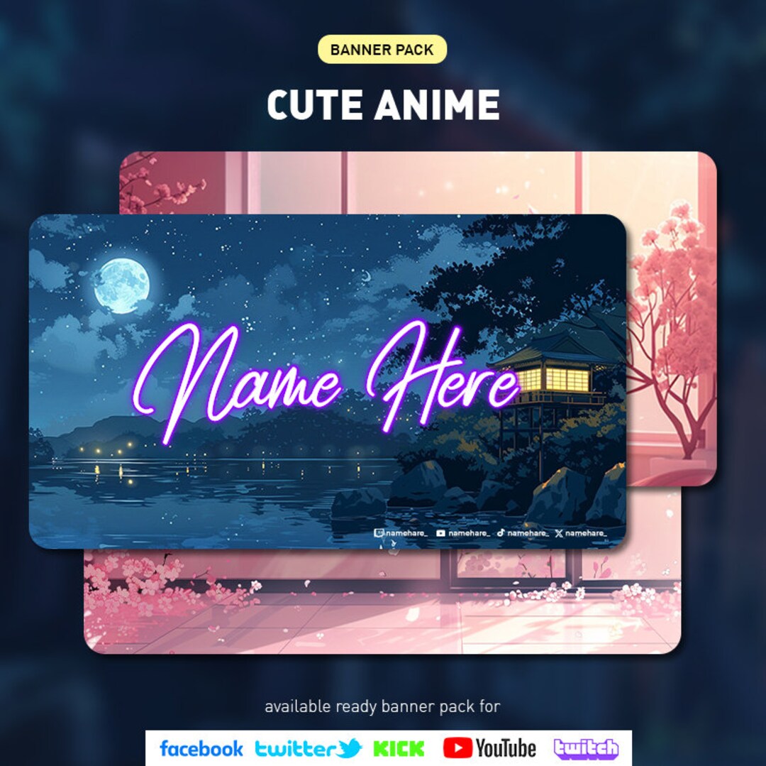 Streaming Boost With Cute Anime Banner Pack Creative Content Design - Etsy
