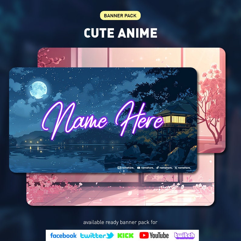 Streaming Boost With Cute Anime Banner Pack Creative Content Design - Etsy