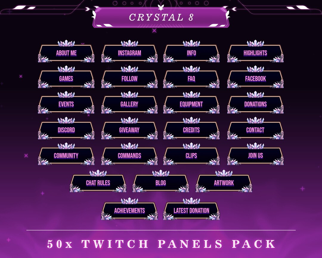 Crystal Elegance Twitch Panels: 50+ Gem Graphics - Etsy