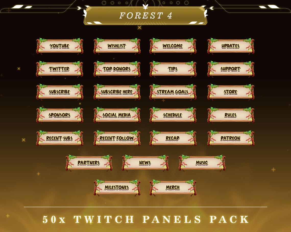 Forest Adventure Twitch Panels: Stream Overlay Graphics (PNG) - Etsy