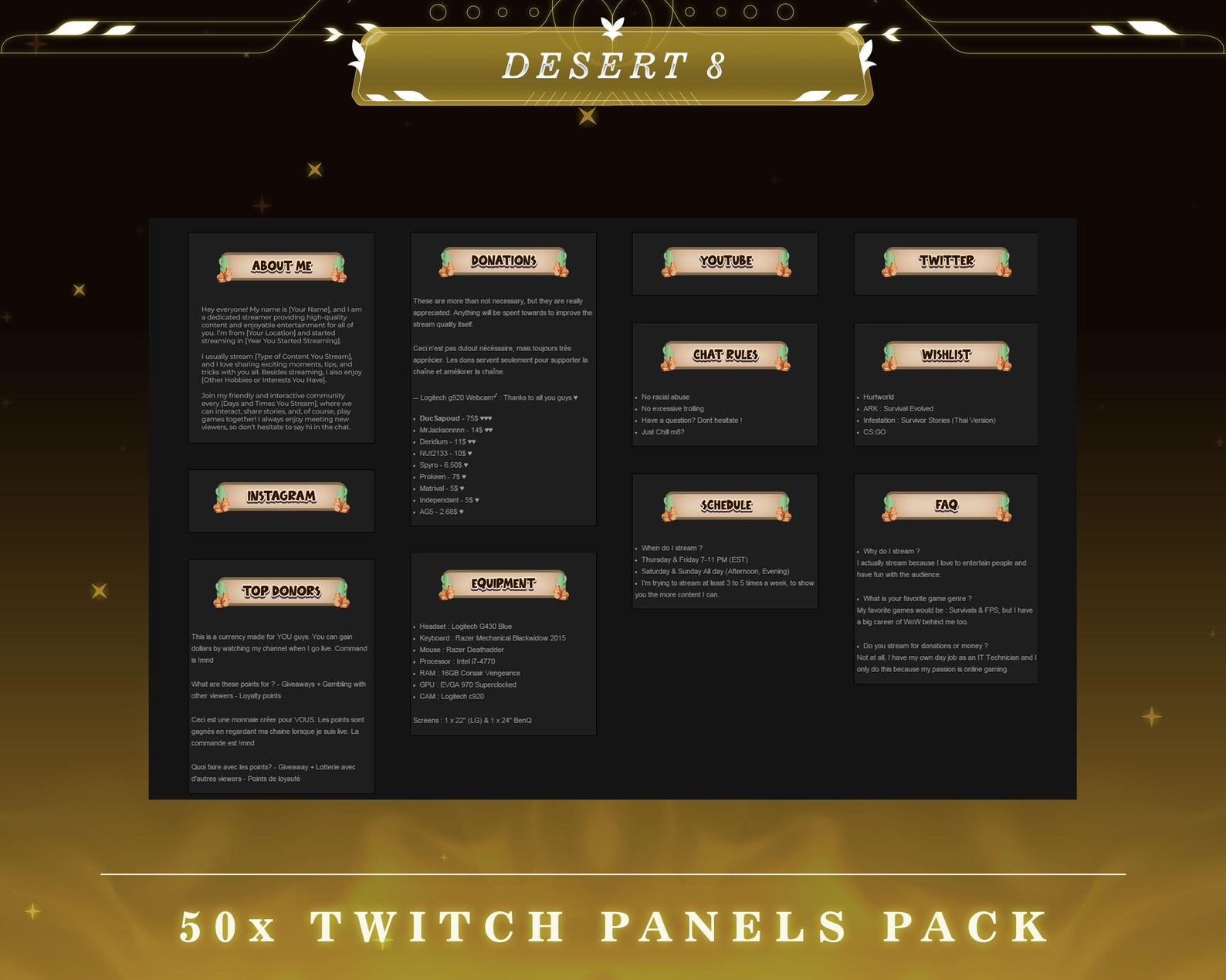 Cactus Twitch Panels Stream Overlays Desert Theme Graphics Overlay ...