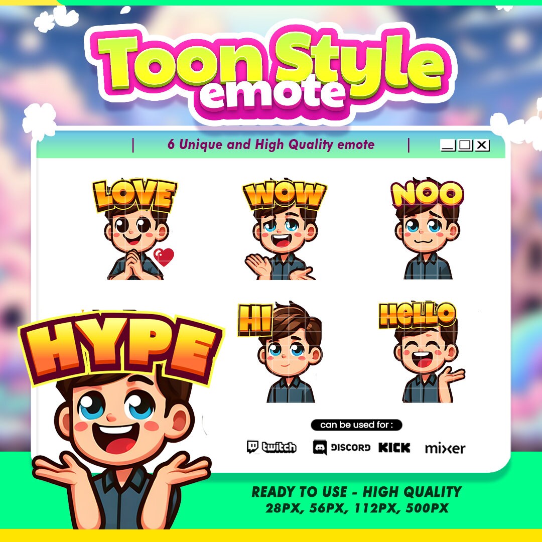 Twitch Emote Kids Boy Cartoon Collection for Fun and Energetic Audience ...
