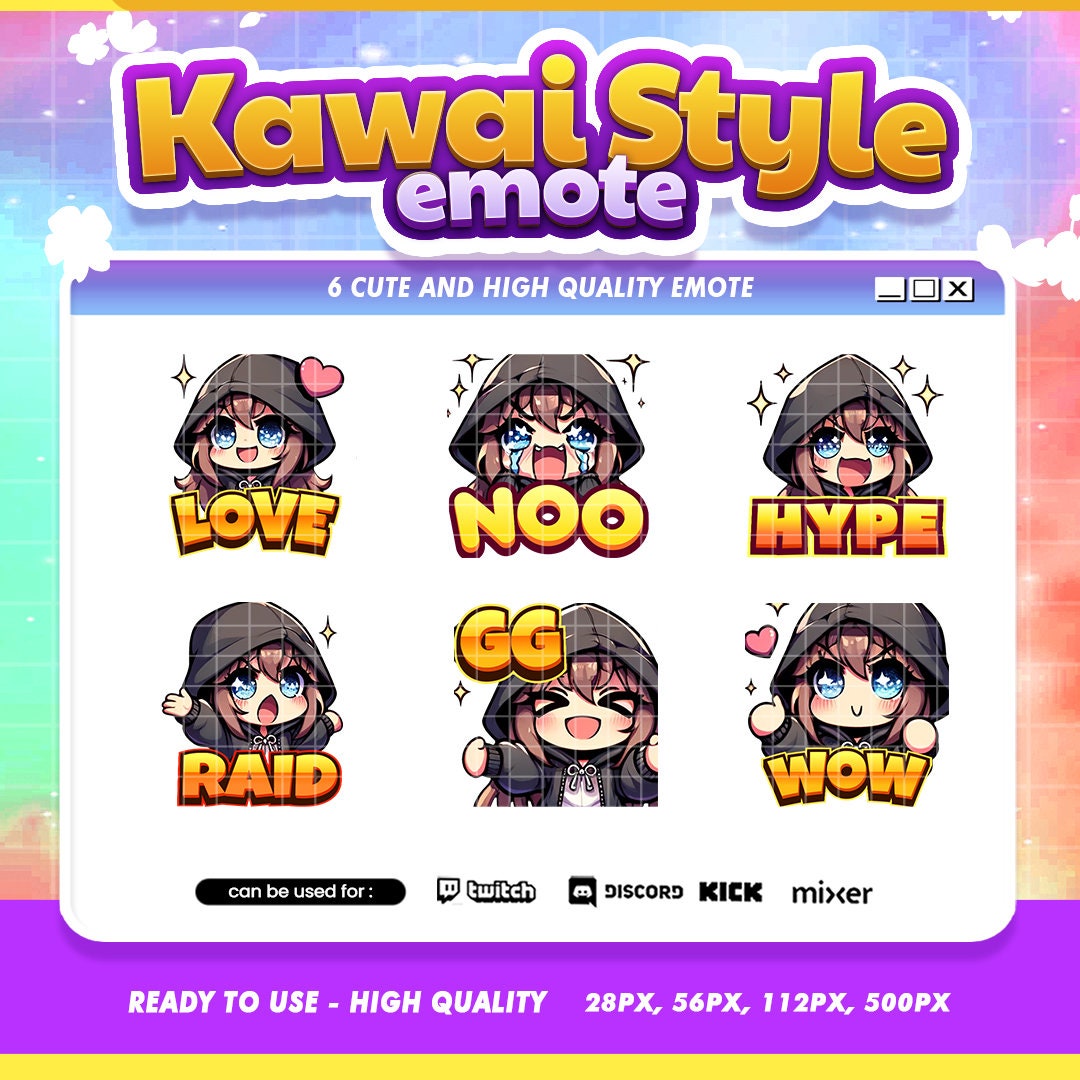 Twitch Emote Kawaii Chibi Hooded Girl Pack for Adorable and Cozy ...