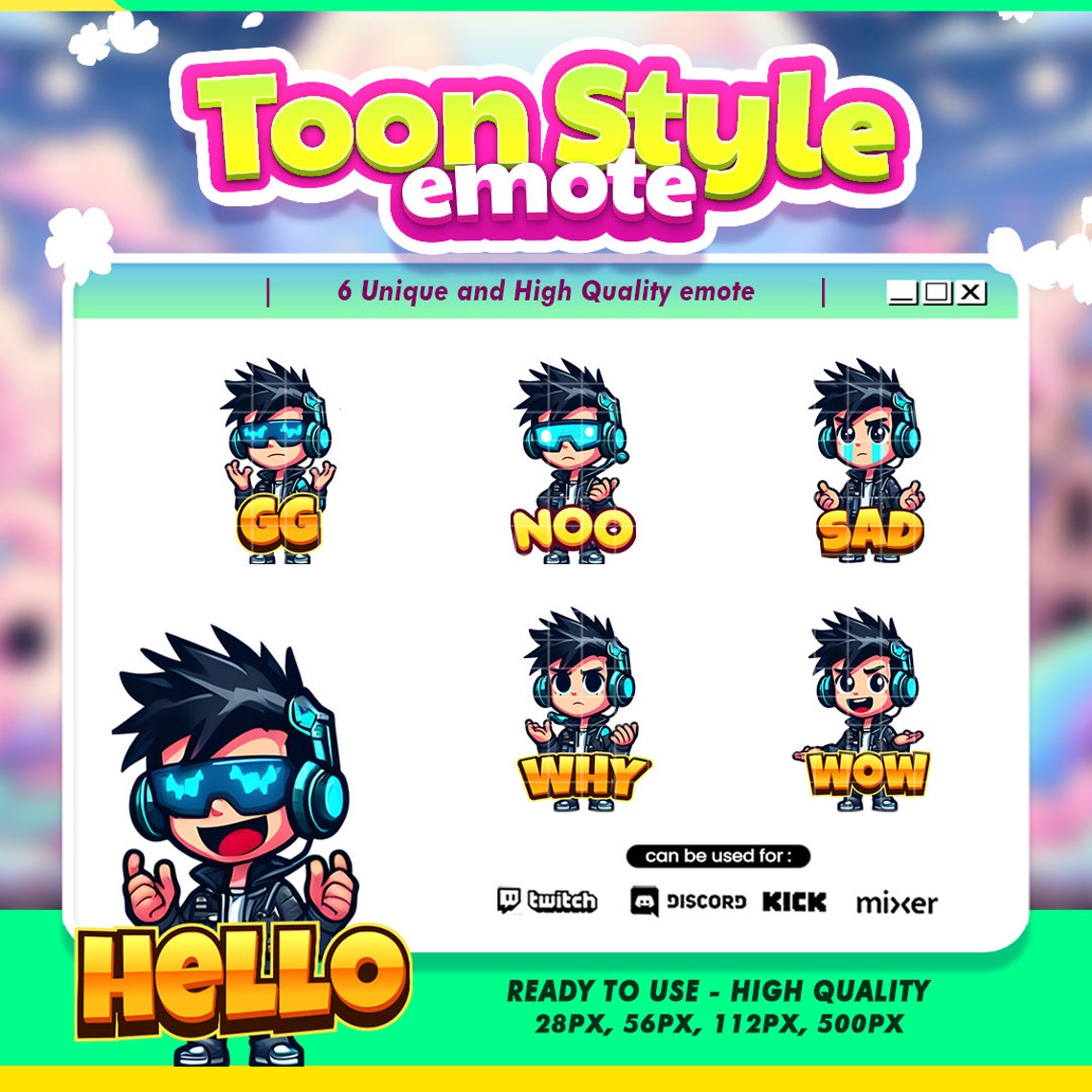 Twitch Emotes Unique Cartoon DJ Pack for Stand Out in the Streamer ...