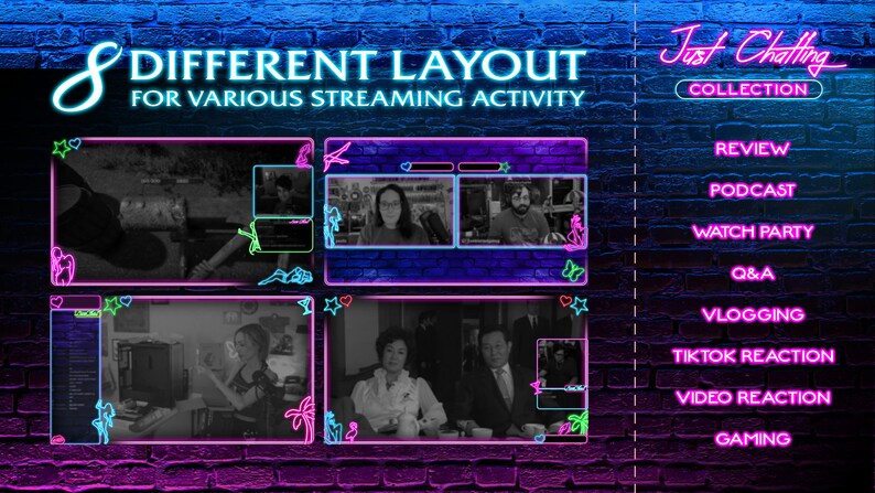 Hot Chick Animated Just Chatting Screen Overlay Pack: Sizzling Stream ...