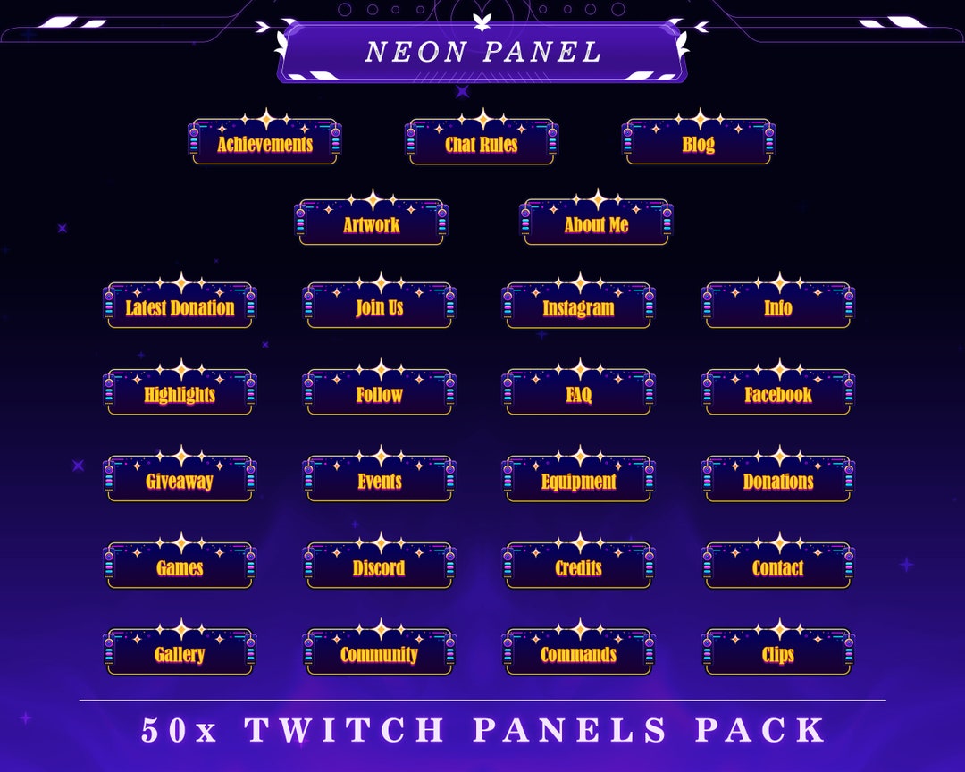 Neon Blaze Twitch Panels: Electric Stream Overlay Graphics - Etsy
