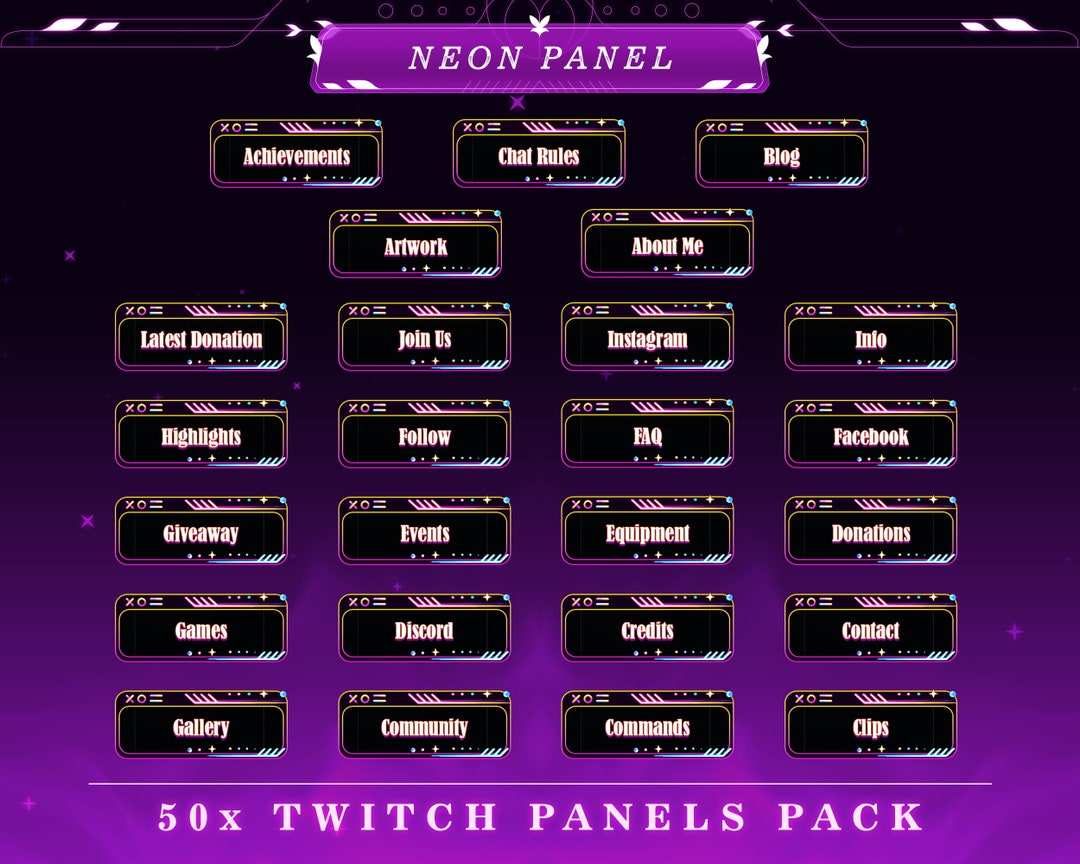 Neon Pulse Twitch Panels | Stream Overlays | Luminous Neon Graphics ...