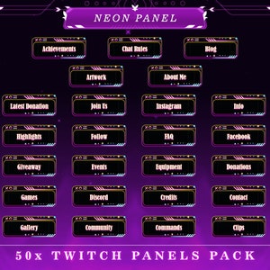 Neon Pulse Twitch Panels | Stream Overlays | Luminous Neon Graphics ...