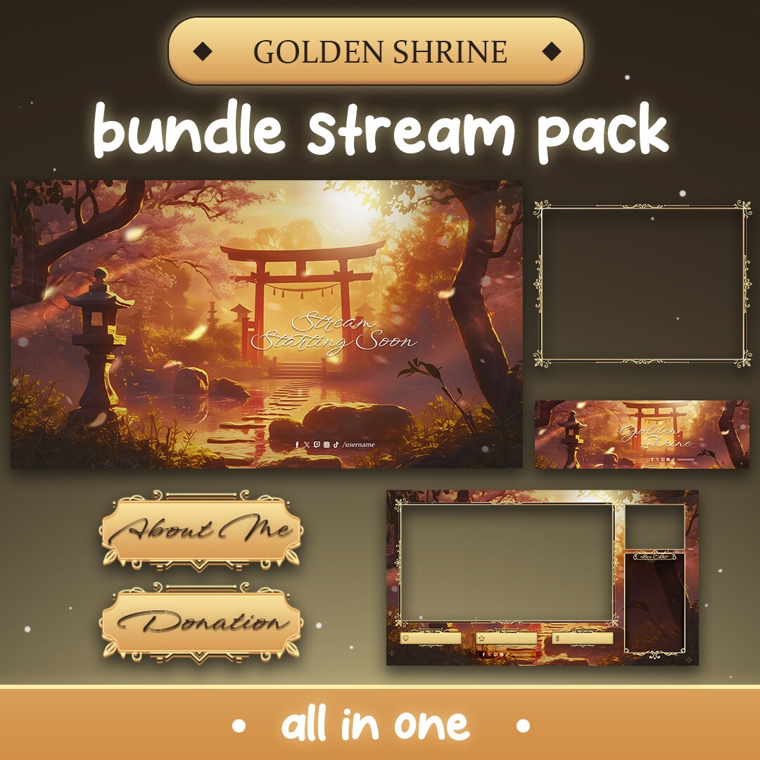 Animated Stream Overlay Pack Golden Shrine for Radiant Streaming Designs - Youtube Overlay ...