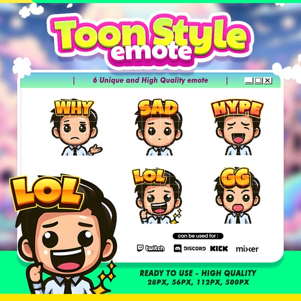 Twitch Emote Cool Man Cartoon Pack for Streamer Chat Delight - Etsy