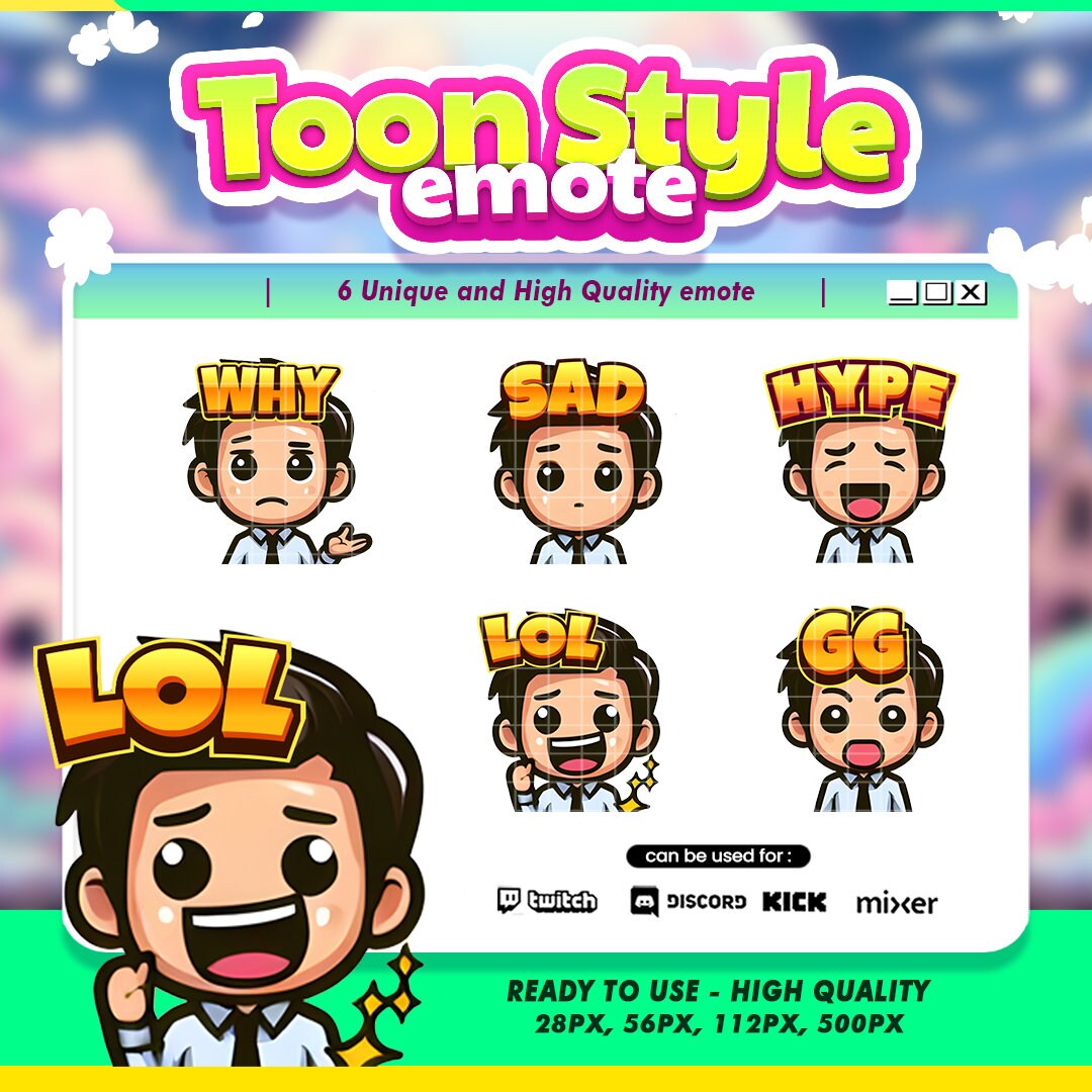 Twitch Emote Worker Cartoon Set for Professional and Fun-themed ...