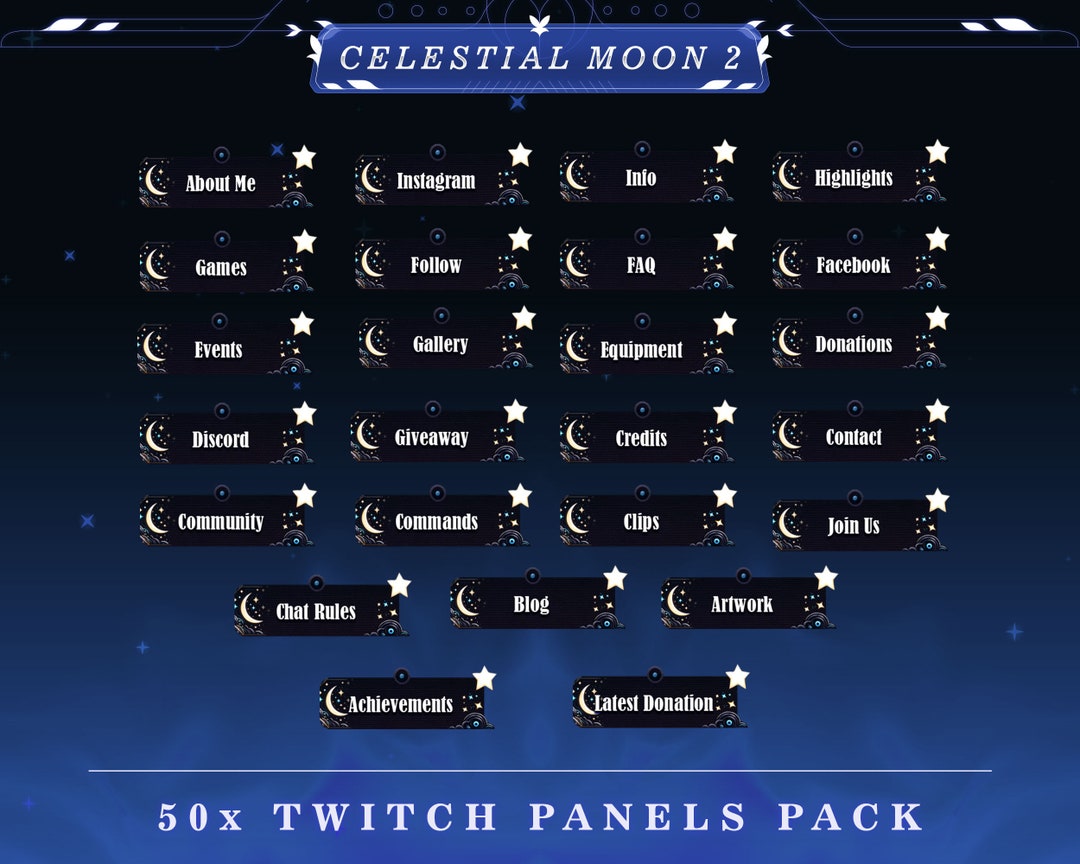 Mystical Moon Twitch Panels: Celestial Stream Overlays (PNG) - Etsy