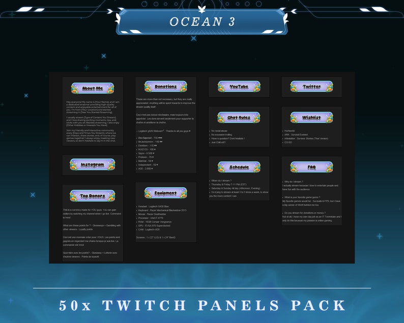 Ocean Serenity Twitch Panels: Stream Overlay Graphics - Etsy