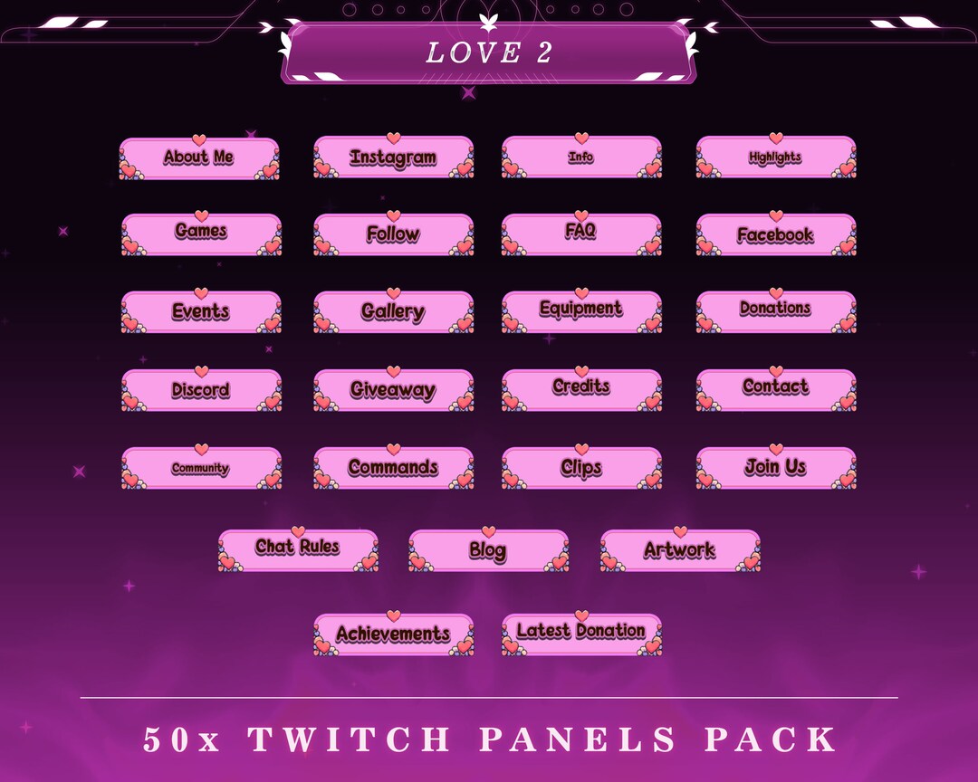 Cupid's Arrow Twitch Panels: Valentine Stream Overlay (50+ PNG) - Etsy