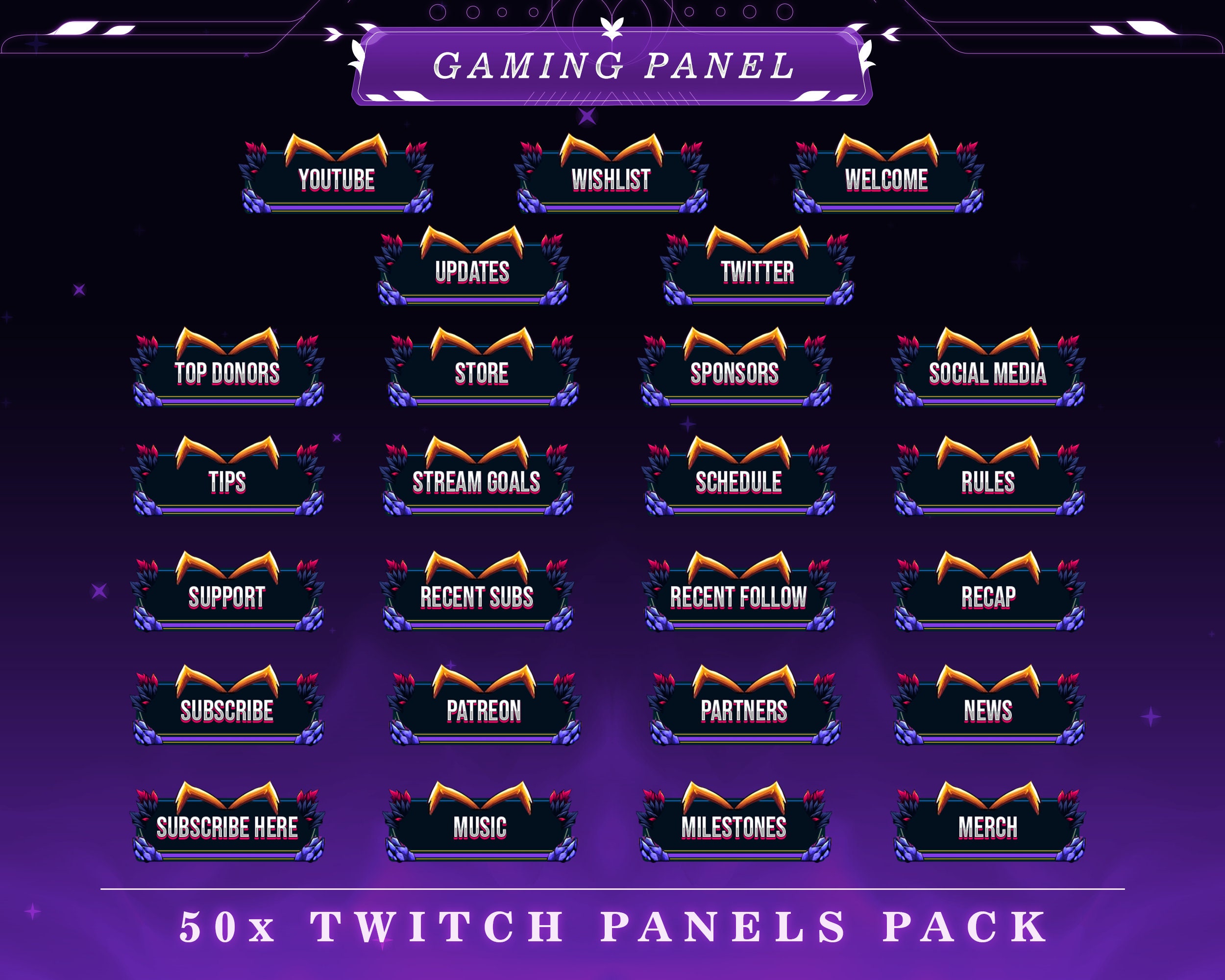 Elite Gamer Twitch Panels: Stream Overlay Graphics (PNG) - Etsy