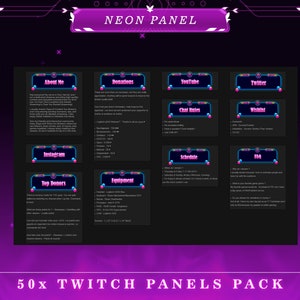 Electric Neon Twitch Panels: Stream Overlay Graphics (PNG) - Etsy