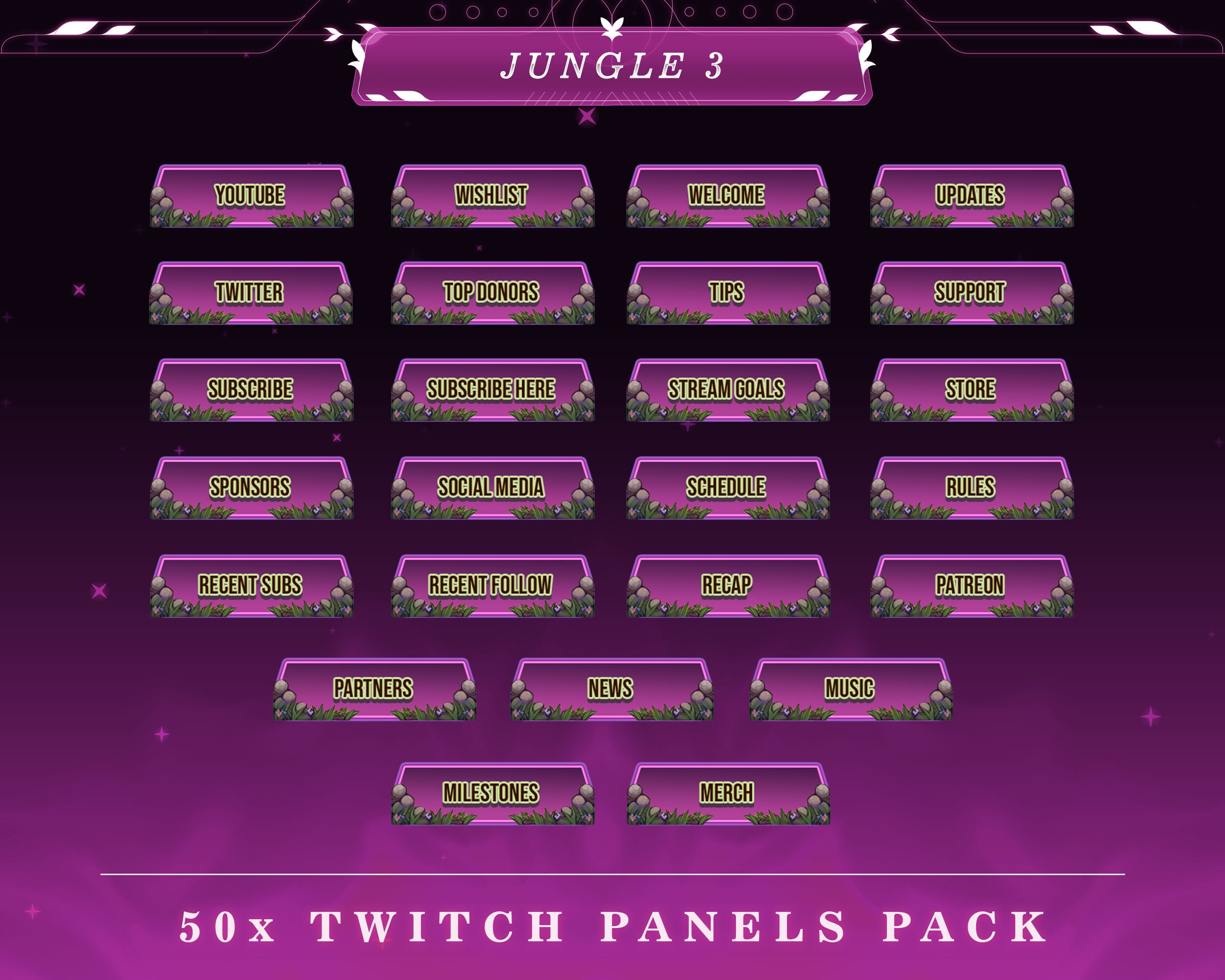 Jungle Escape Twitch Panels | Stream Overlays | Exotic Theme Graphics ...