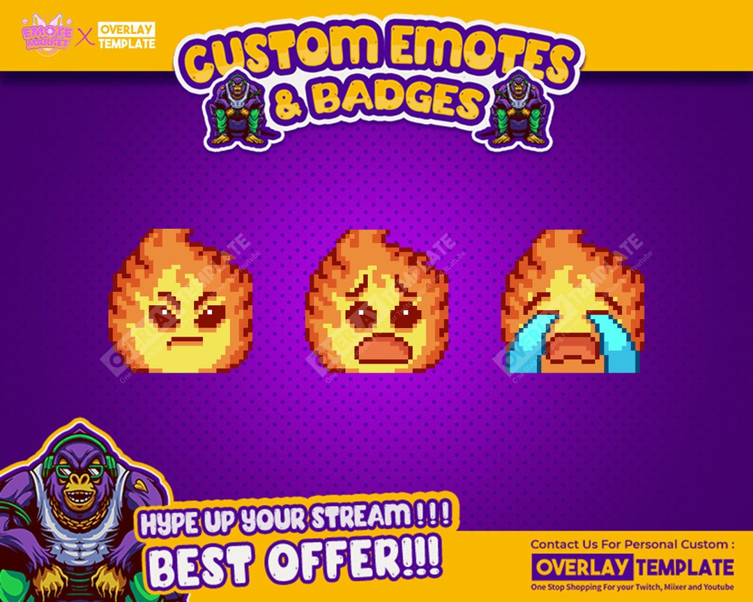 Twitch Emotes Pixelated Fire Pack V1 – Retro Pixel Art Icons for ...