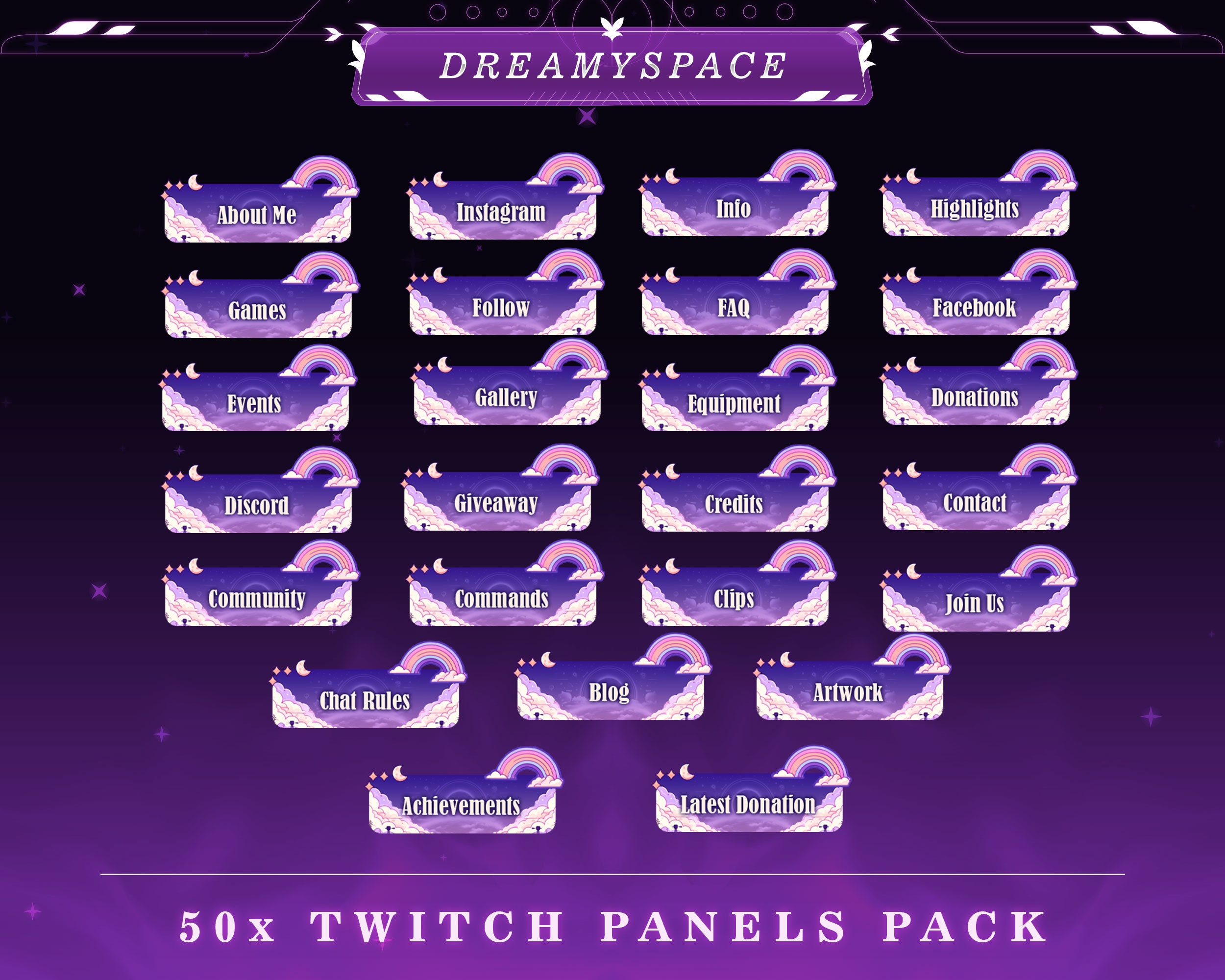 Nebula Twitch Panels Stream Overlays Space Theme Graphics Overlay ...