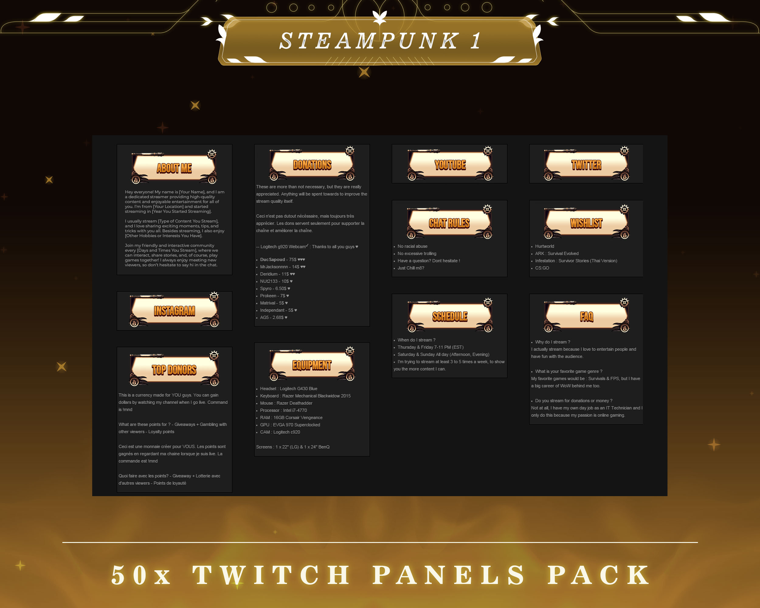 Steampunk Twitch Panels: Vintage Stream Overlay Graphics - Etsy