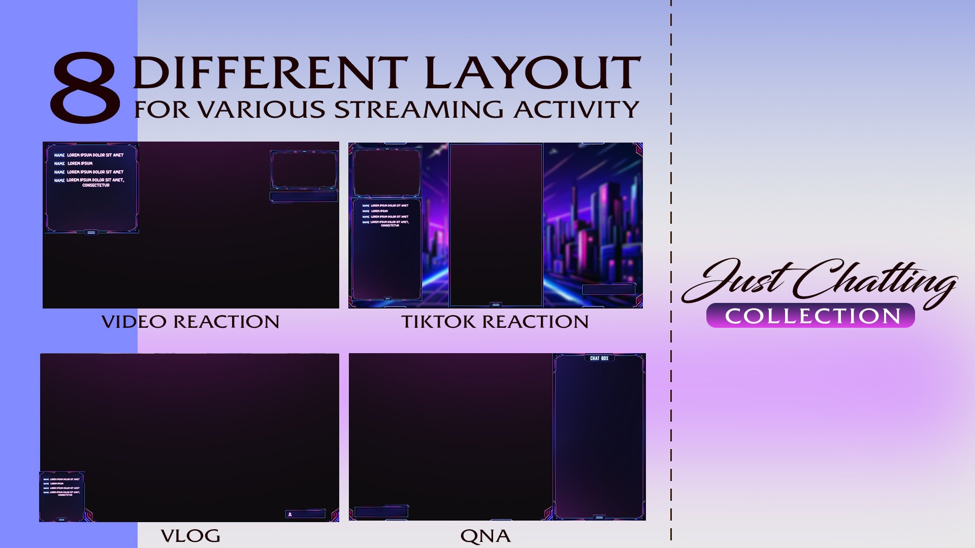 Animated Just Chatting Sabertrone Screen Overlay Pack: Futuristic ...