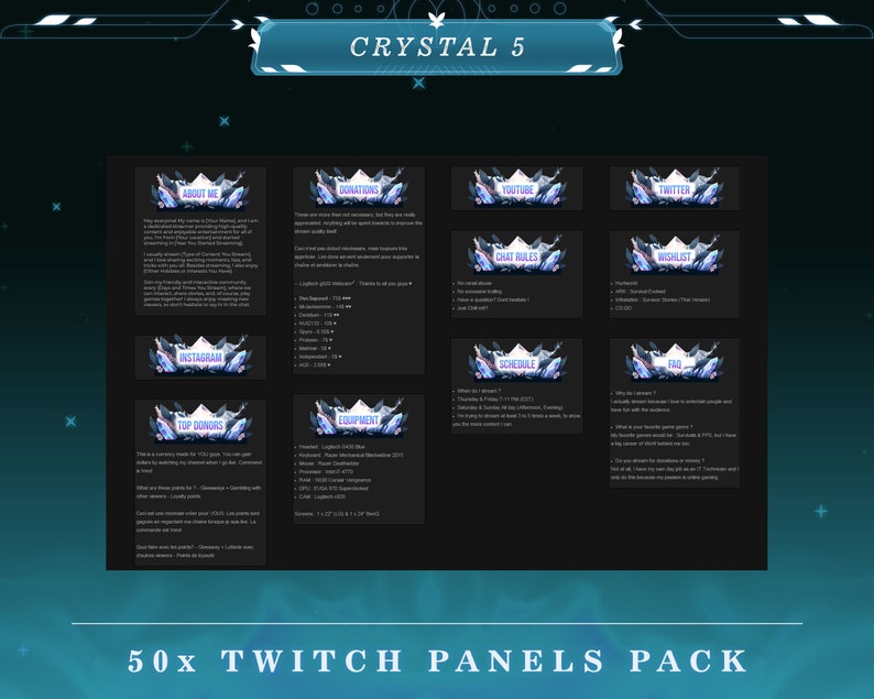 Crystal Illumination Twitch Panels: Gemstone Stream Overlays - Etsy