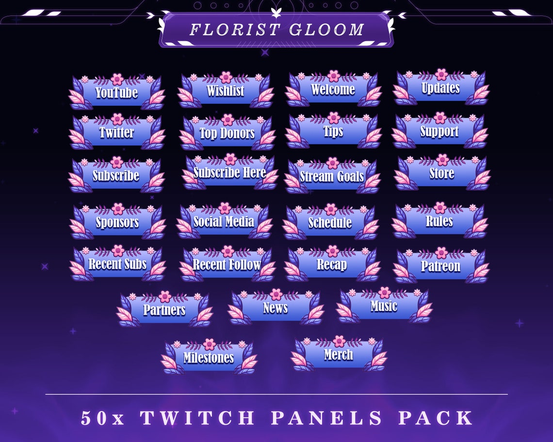 Floral Twitch Panels | Stream Overlays | Garden Theme Graphics ...