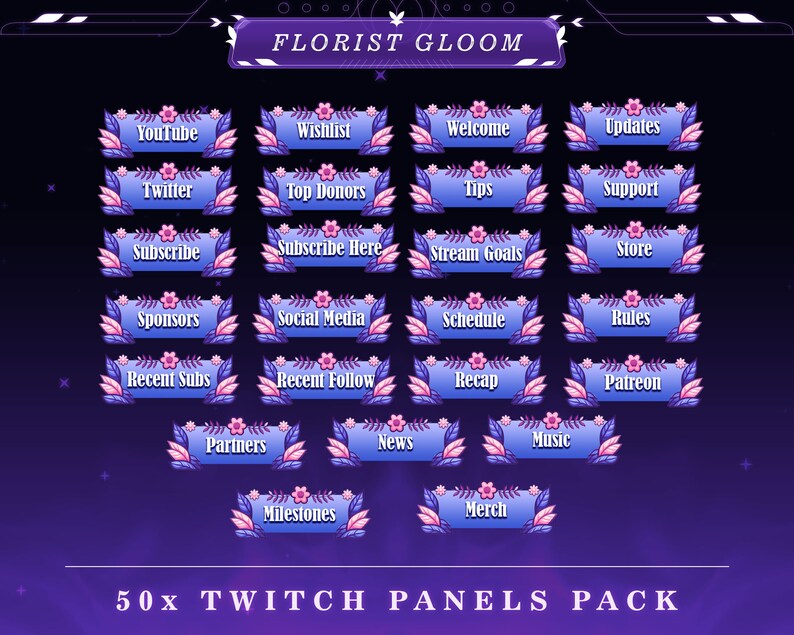 Floral Twitch Panels | Stream Overlays | Garden Theme Graphics ...