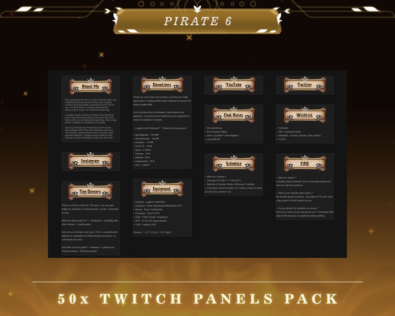 Pirate's Cove Twitch Panels Stream Overlays Island Theme Graphics ...
