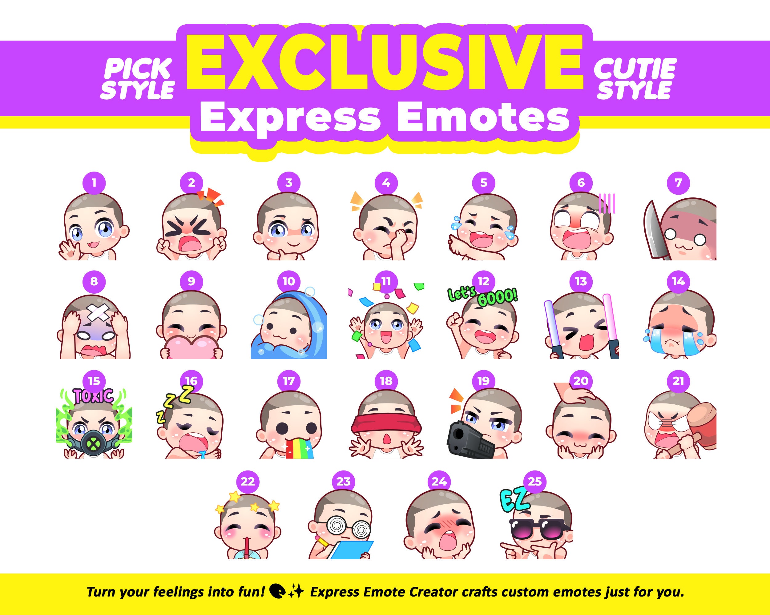 Cutie Emotes Vibrant Twitch and Discord Emote Kick & - Etsy