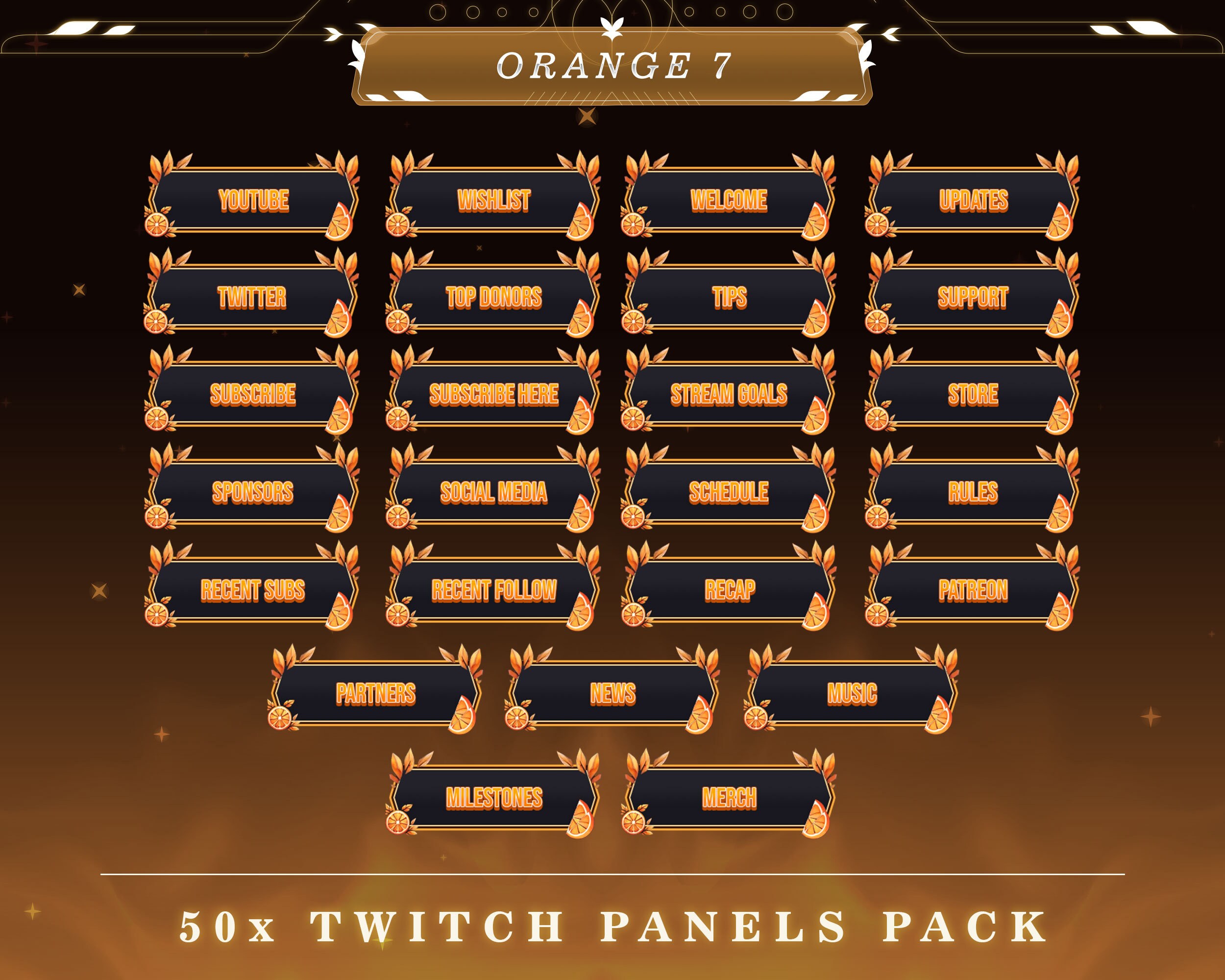Orange Blaze Twitch Panels Stream Overlays Vibrant Theme Graphics Overlay Panels Dynamic Panels ...