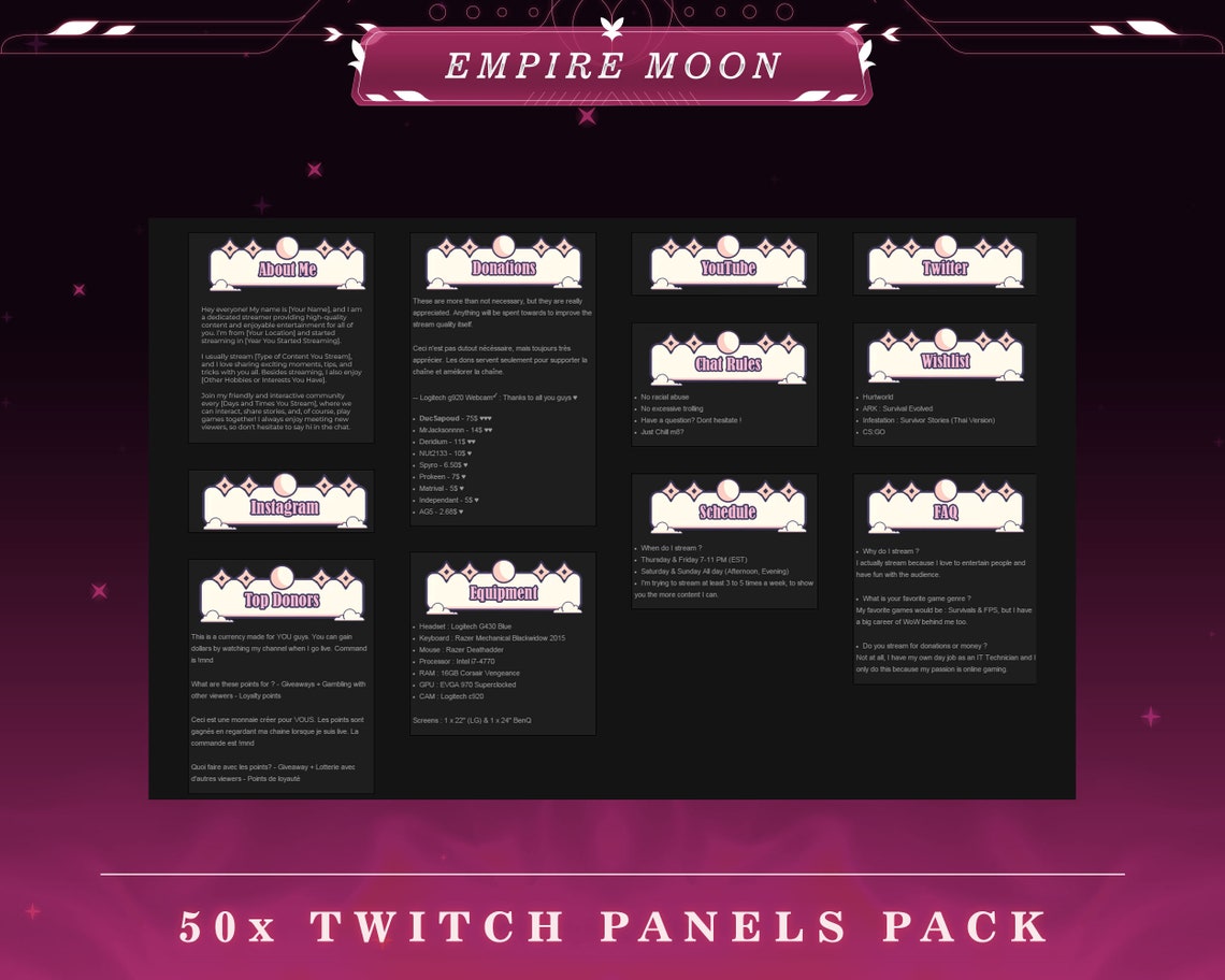 Moonlight Twitch Panels Stream Overlays Sky Theme Graphics Overlay ...