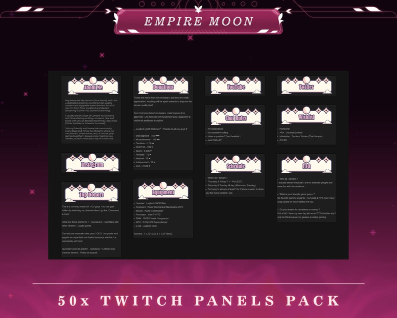 Moonlight Twitch Panels: Sky Theme Stream Overlay (PNG) - Etsy