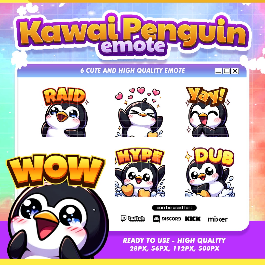 Twitch Emote Kawaii Chibi Penguins Cute Pack for Adorable Gaming ...