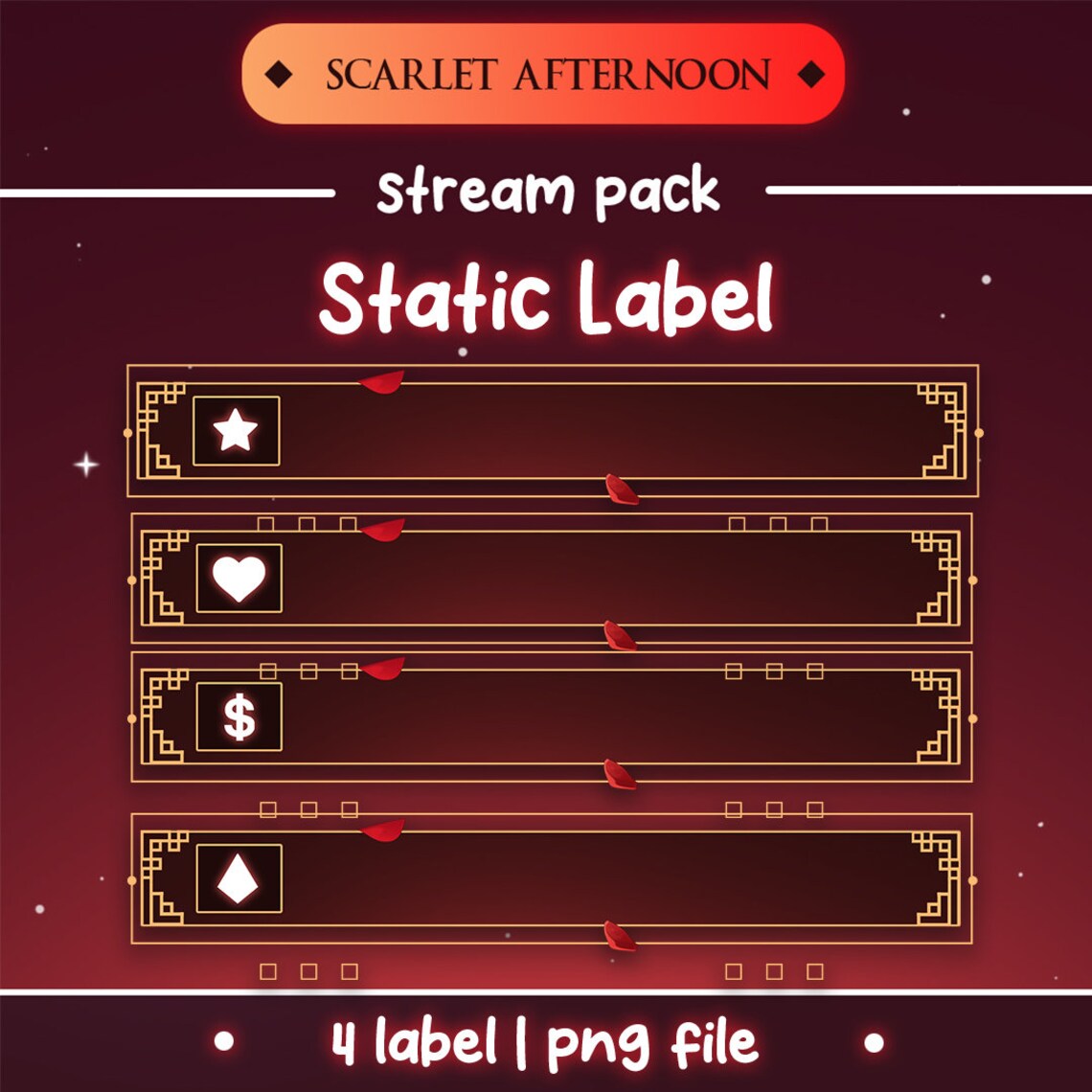 Scarlet Afternoon Animated Stream Overlay Pack: Twitch, Youtube, Kick ...