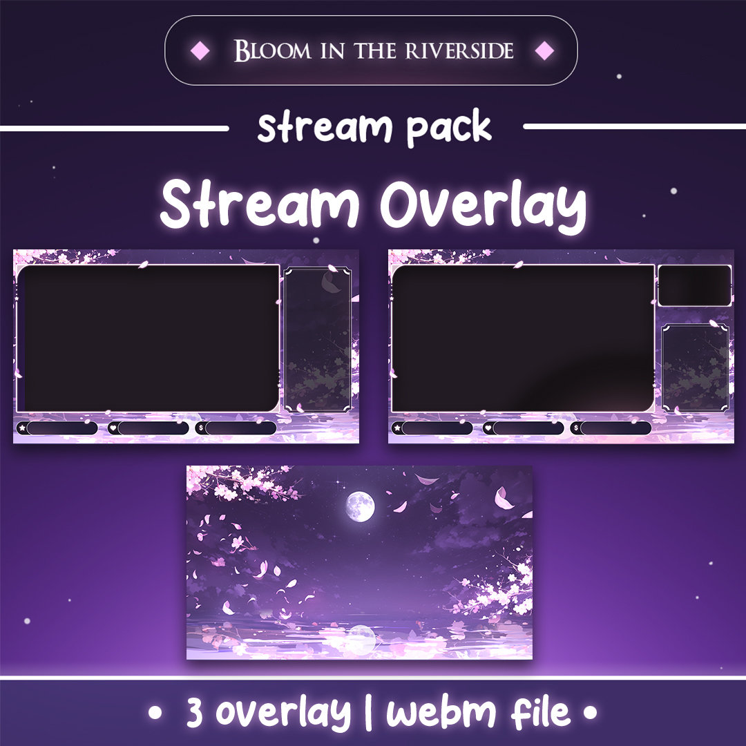 Animated Stream Overlay Pack Bloom in the River Side Ultimate for Your ...