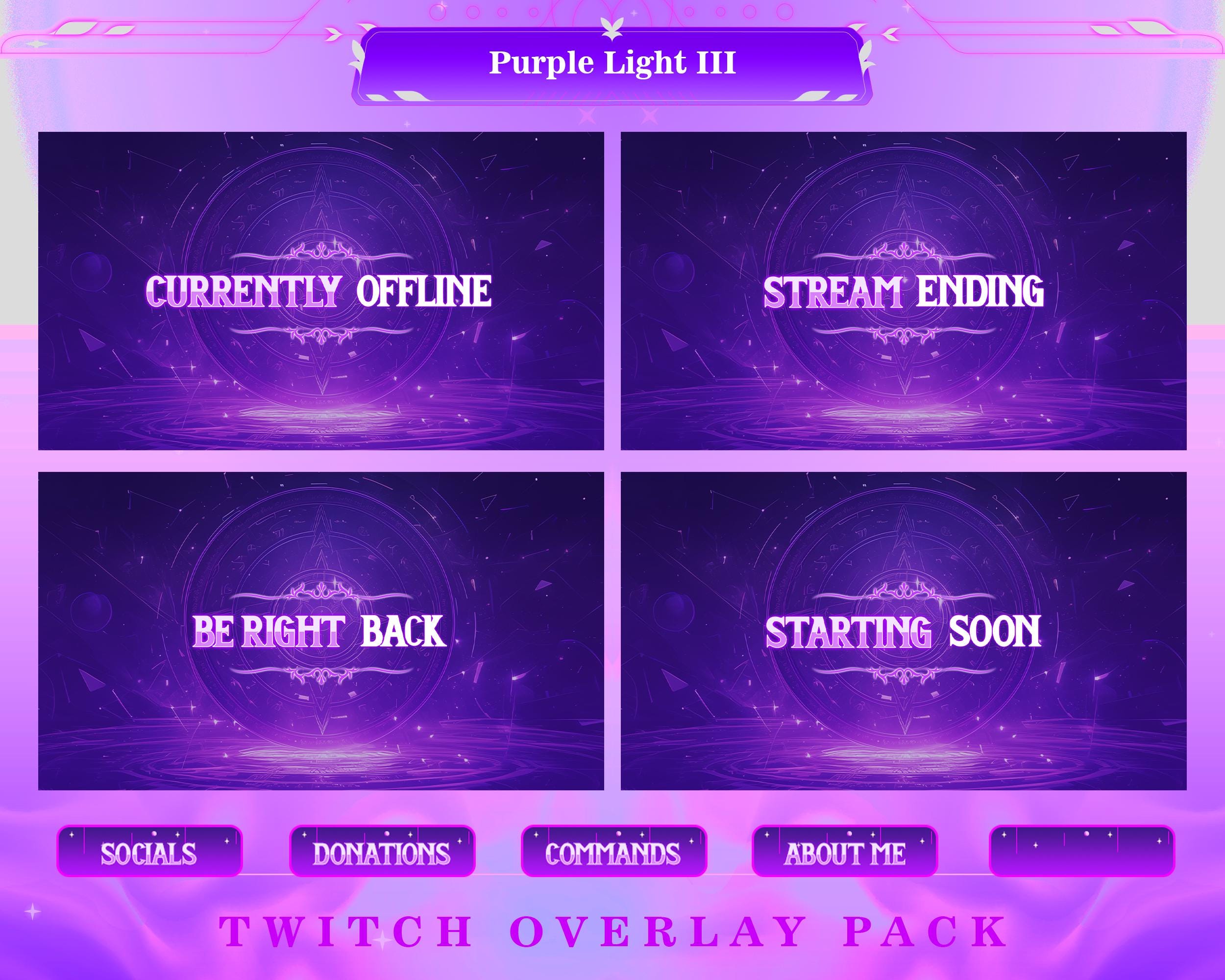 Animated Purple Light Stream Overlay Pack - Vtuber/twitch/obs - Etsy