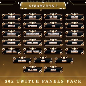 Steampunk Twitch Panels: Gear Theme Stream Overlays (50+ PNG) - Etsy