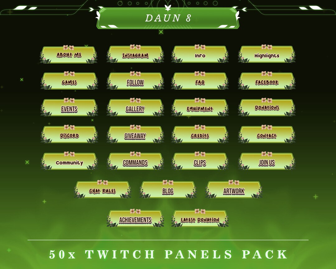 Verdant Twitch Panels | Stream Overlays | Greenery Theme Graphics | Overlay Panels | Pro ...