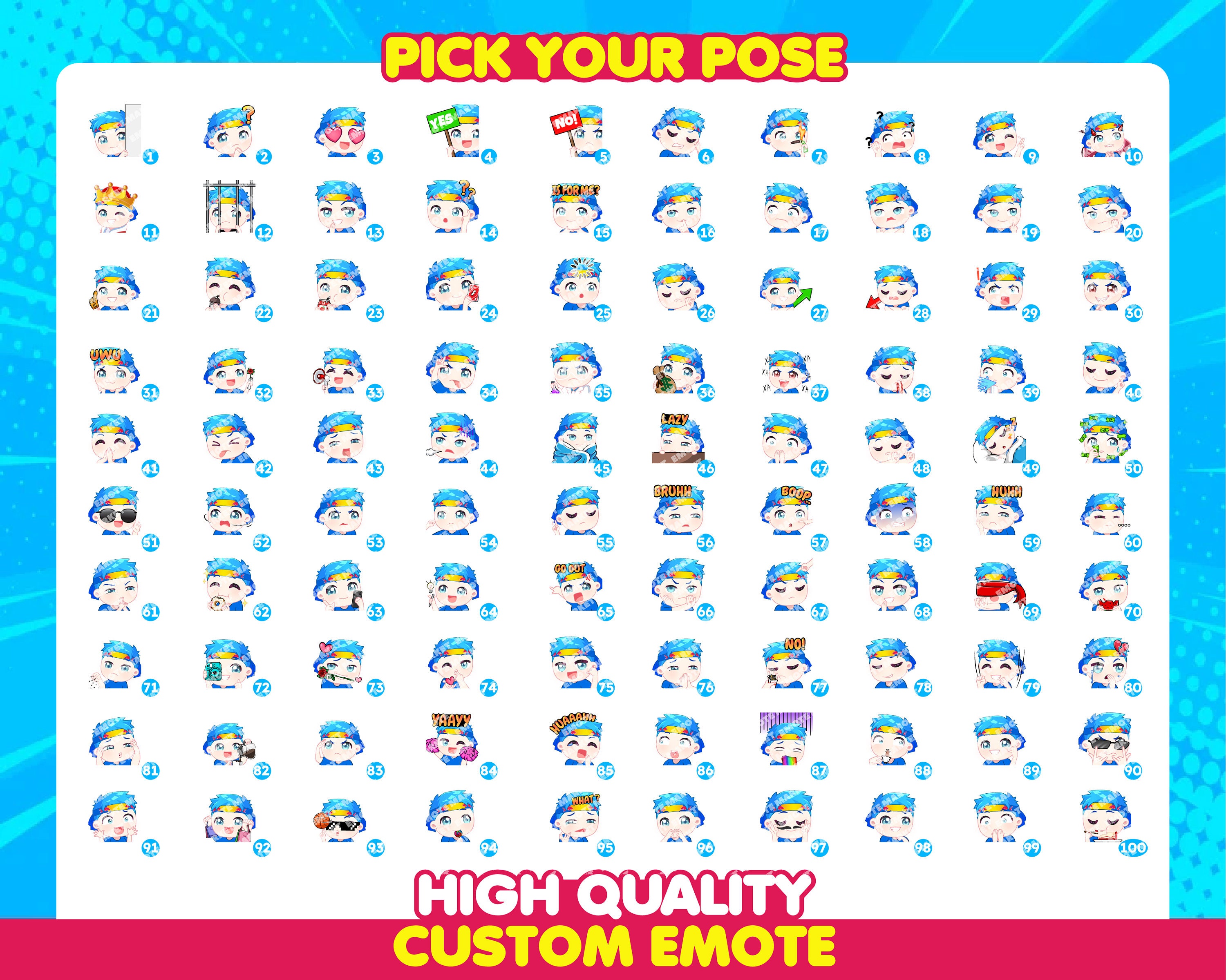 Elegant Chibi Twitch Emotes Personalized & Fun Emotes Upgrade Your ...