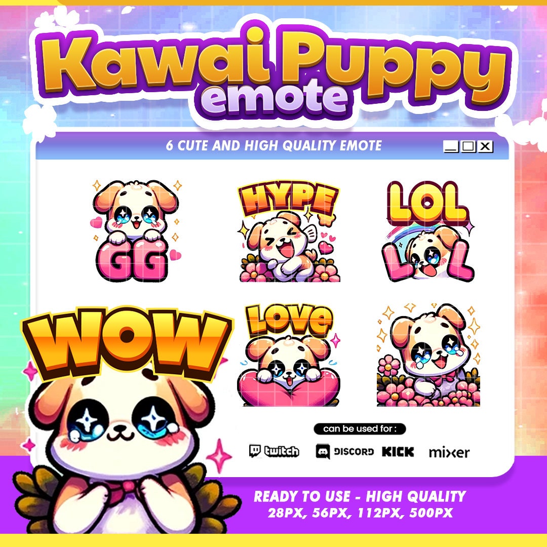 Twitch Emote Dog Kawaii Chibi Pack for Playful Streamer - Etsy