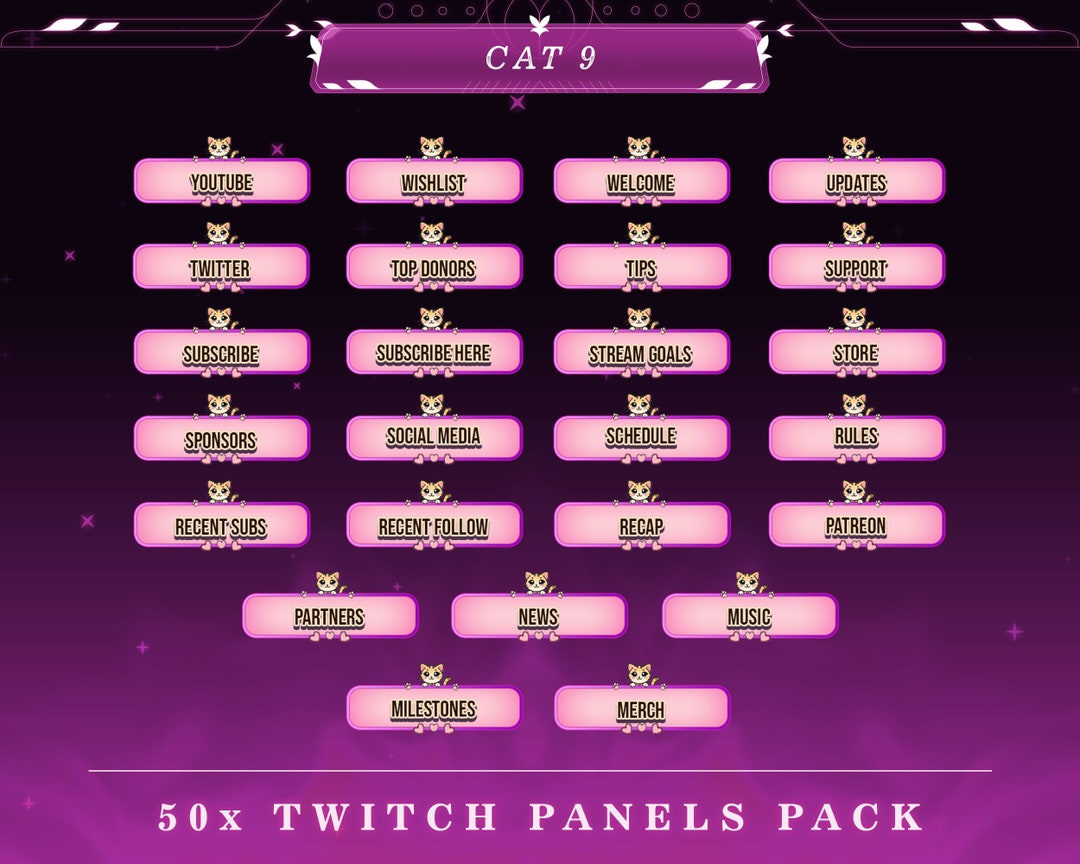 Cat V9 Twitch Panels: Furry Friend Stream Overlay Pack - Etsy