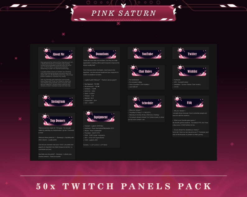 Pink Saturn Galaxy Twitch Panels: Stream Overlay Graphics - Etsy